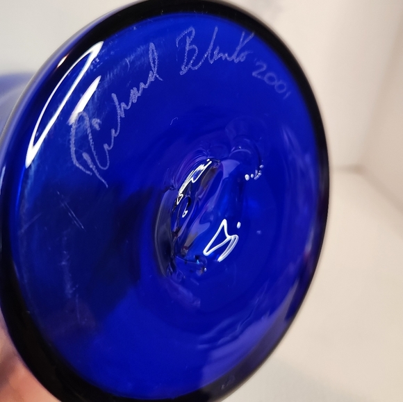 BLENKO | Art | Blenko Hand Blown Art Glass Tall Blue Glass Pitcher ...